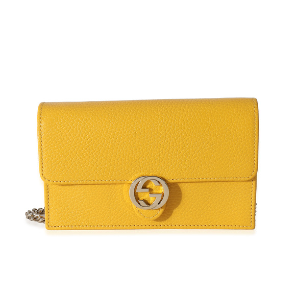 Gucci | Bags | Gucci Yellow Dollar Calfskin Interlocking G Chain Wallet ...